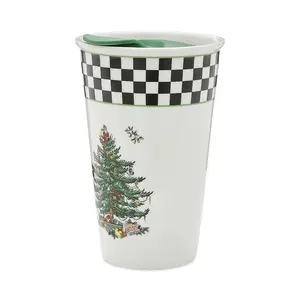 SPODE Christmas Tree Black & White Travel Mug
