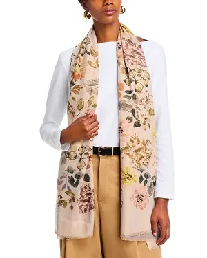 FRAAS V Metallic Floral Scarf Exclusive - Silver/gold