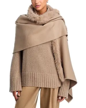 FRAAS V Faux Fur Trim Wrap - Chinchilla