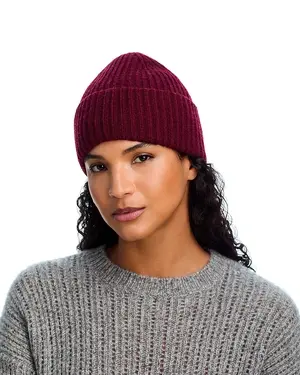 Aqua Solid Rib Knit Cuff Beanie - Maroon