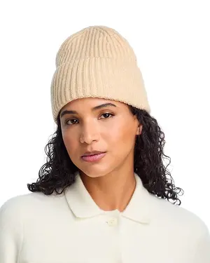 Aqua Solid Rib Knit Cuff Beanie - Taupe
