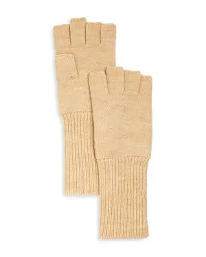 Aqua V Fraas Knit Fingerless Gloves - Taupe