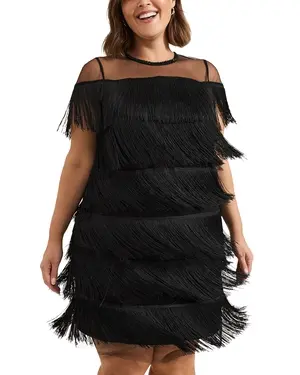 PHASE EIGHT Viola Fringe Mini Dress