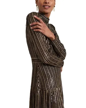 PHASE EIGHT Gloria Sequin Stripe Midi Dress