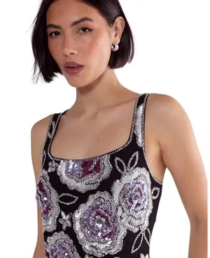 Nasty Gal Beaded Flower Sequin Mini Dress