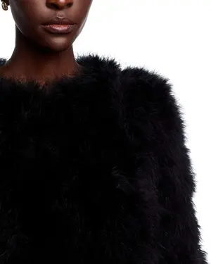 Adrienne Landau Marabou Feather Jacket - Black Onyx