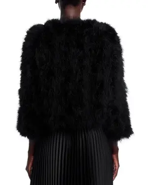Adrienne Landau Marabou Feather Jacket - Black Onyx
