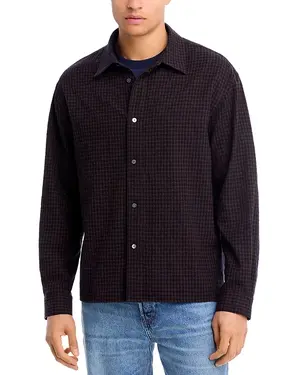 FRAME Cotton & Wool Checkered Button Down Shirt