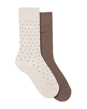 Hugo Boss Combed Cotton Blend Socks, Pack Of 2 - Light Beige