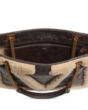 Valentino Garavani Viva Superstar Small Shearling Shopping Shoulder Bag