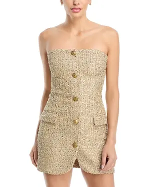 Metallic Tweed Mini Dresses