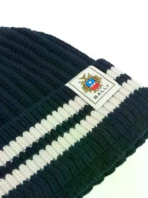 Bally Logo-patch Striped Beanie