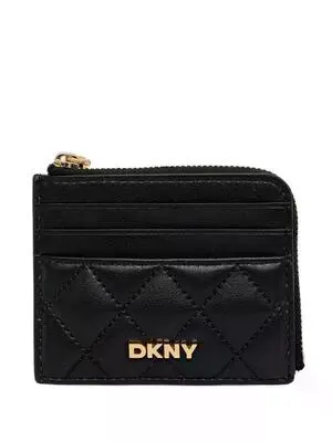 Dkny Logo-lettering Quilted Wallet - Black
