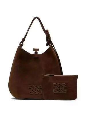Casadei Knotted Suede Shoulder Bag