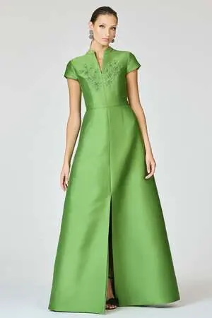 Sachin & Babi Embellished Mikado A-line Gown - Tsavorite