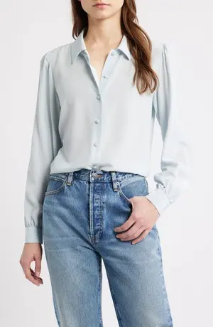 FRAME Staple Silk Button-up Shirt - Sky Blue