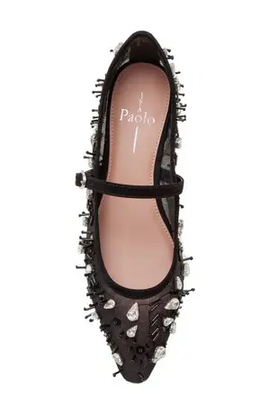 Linea Paolo Maison Embellished Mary Jane Flat - Black
