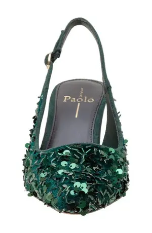 Linea Paolo Cosmo Beaded Slingback Pumps - Green