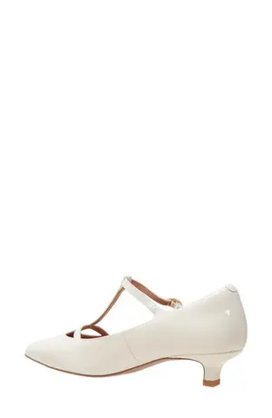 Linea Paolo Celia Pointed Toe T-strap Pumps - Cream