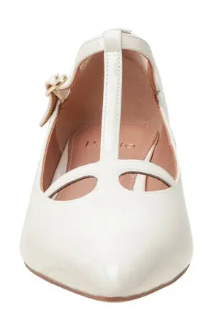 Linea Paolo Celia Pointed Toe T-strap Pumps - Cream