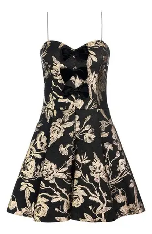Alice + Olivia Danla Metallic Embroidered Minidress - Black/gold
