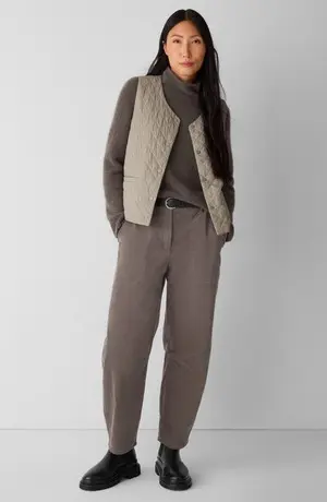 Eileen Fisher Barrel Leg Stretch Organic Cotton Ankle Pants