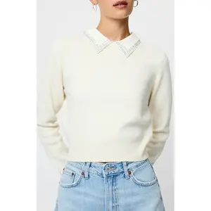 French Connection Avea Embellished Collar Sweater