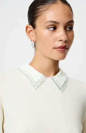 French Connection Avea Embellished Collar Sweater