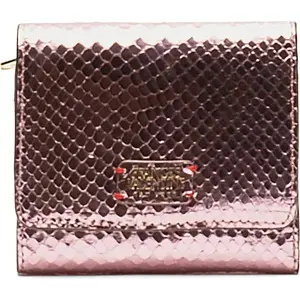 FRANCES VALENTINE Perfect Snakeskin Embossed Metallic Leather Trifold Wallet - Pink