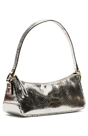 FRANCES VALENTINE Mia Snakeskin Embossed Shoulder Bag - Silver