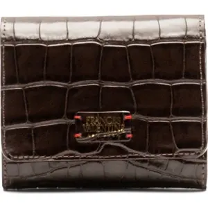 FRANCES VALENTINE Perfect Croc Embossed Leather Trifold Wallet - Brown