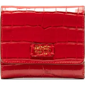 FRANCES VALENTINE Perfect Croc Embossed Leather Trifold Wallet - Red