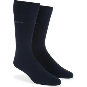 BOSS Assorted Ribbed Dress Socks Set Of 2 - Dark Blue