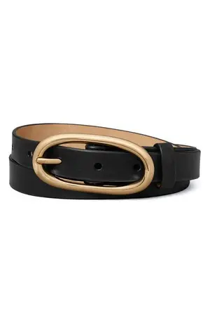 Tory Burch Pierced Leather Buckle Belt - Black/gold