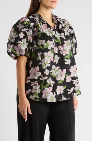 SUGARLIPS Floral Jacquard Top