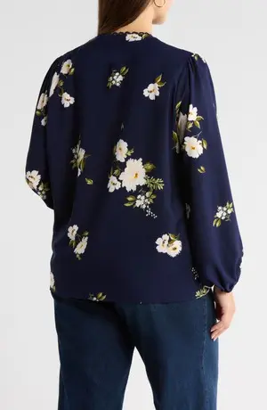 SUGARLIPS Floral Split-neck Top