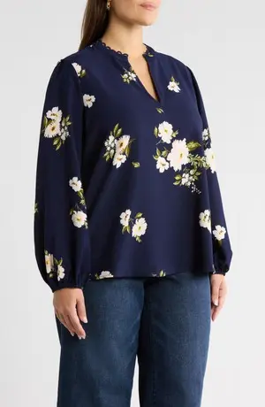 SUGARLIPS Floral Split-neck Top