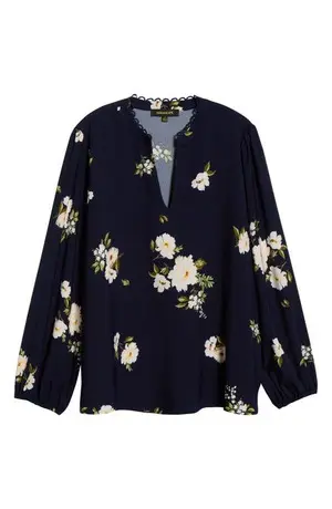SUGARLIPS Floral Split-neck Top