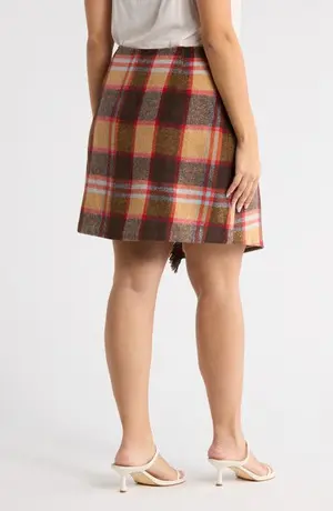 SUGARLIPS Plaid Mini Wrap Skirt With Fringe