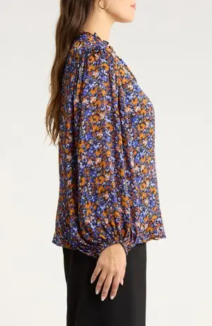SUGARLIPS Floral Print Tie-neck Top
