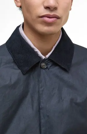 Barbour Lorden Waxed Mac Jacket - Navy