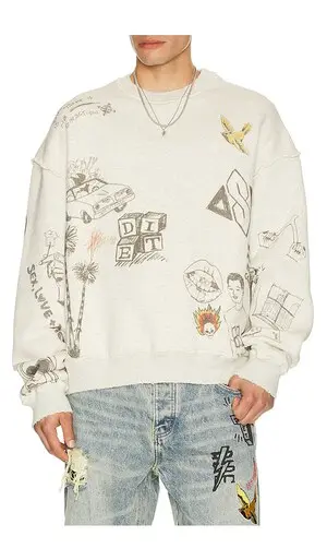 DIET STARTS MONDAY Doodle Crew Neck Sweatshirt