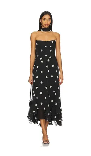 Amanda Uprichard Polka Dot Dress With Scarf - Black