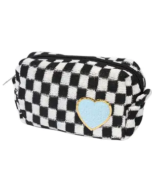 MALIBU SUGAR Checkered Makeup Bag - Black & White