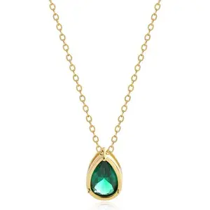 MINT & LILY Teardrop Pendant Necklace - Emerald Zircon