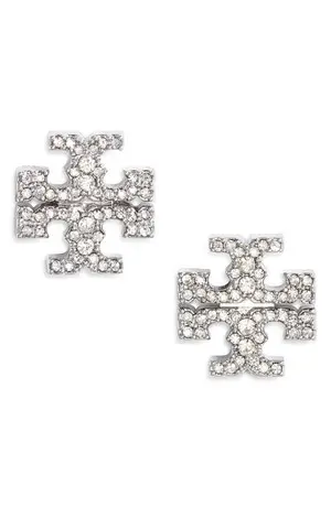 Tory Burch Kira Pavé Stud Earrings - Tory Silver/crystal