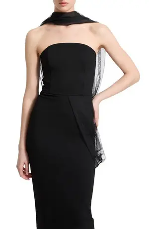 MARCELLA Dianne Strapless Sheath Dress With Removable Scarf