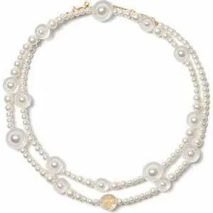 Kate Spade New York Spade Flower Faux Pearl Necklace - White Gold.