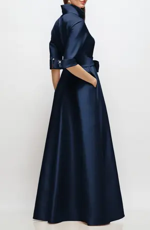 After Six Shirtdress Gown With Pockets - Midnight