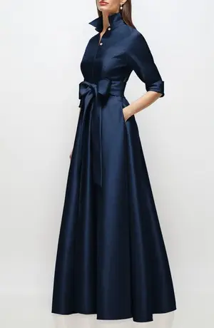 After Six Shirtdress Gown With Pockets - Midnight